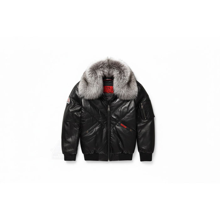 Original Goose Country Men's V-BOMBER FOX FUR leather Jacket